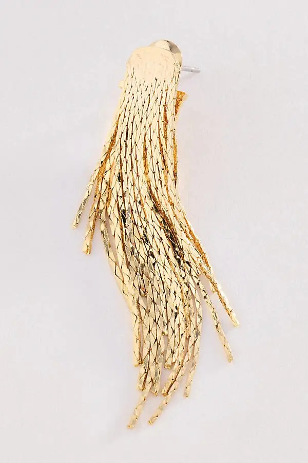 Anthropologie Metal Fringe Drop Earrings - Gold