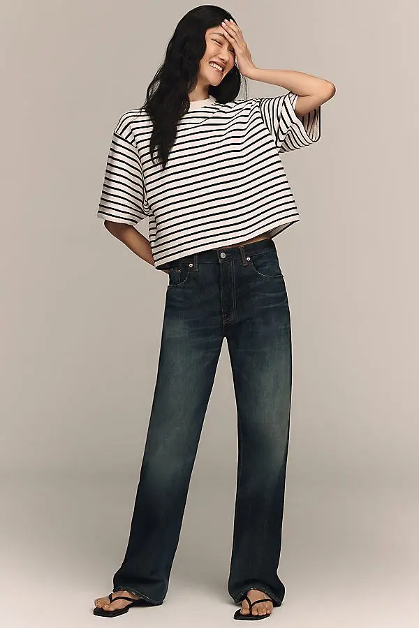ANINE BING Crew Neck Cropped T-shirt