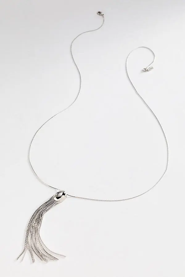 Anthropologie Fringe Pendant Necklace - Silver