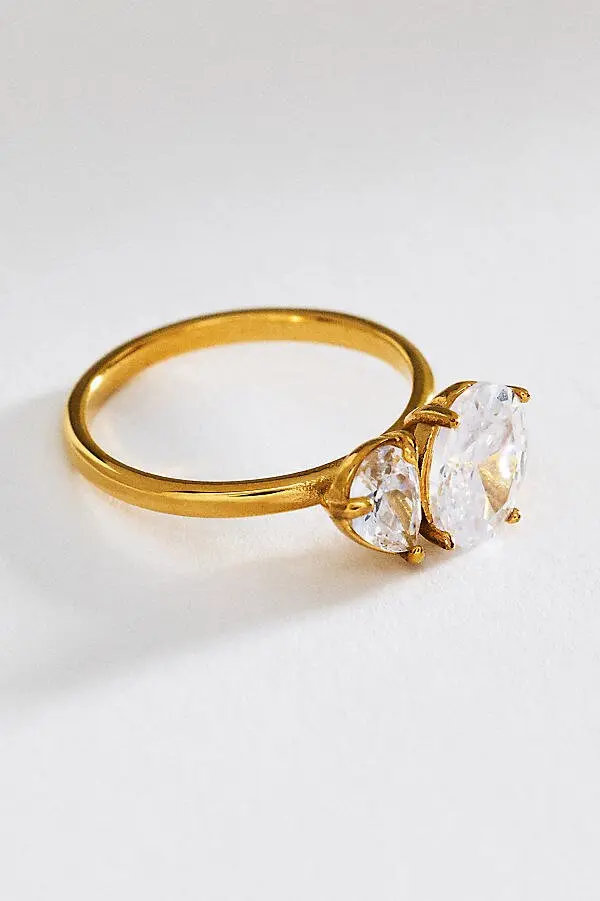 Anthropologie Toi Et Moi Crystal Ring - Gold