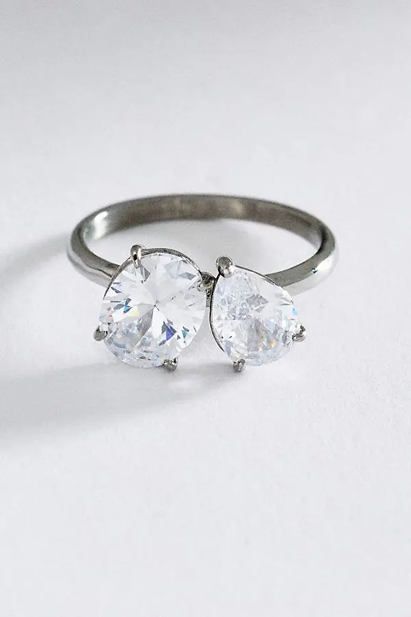 Anthropologie Toi Et Moi Crystal Ring - Silver