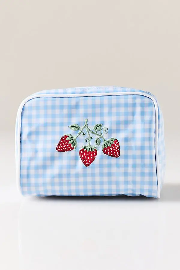 WEEZIE Small Patterned Toiletry Bag - Blue Plaid