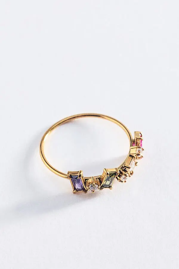 Anthropologie Color Baguette Crystal Water-resistant Ring - Multi