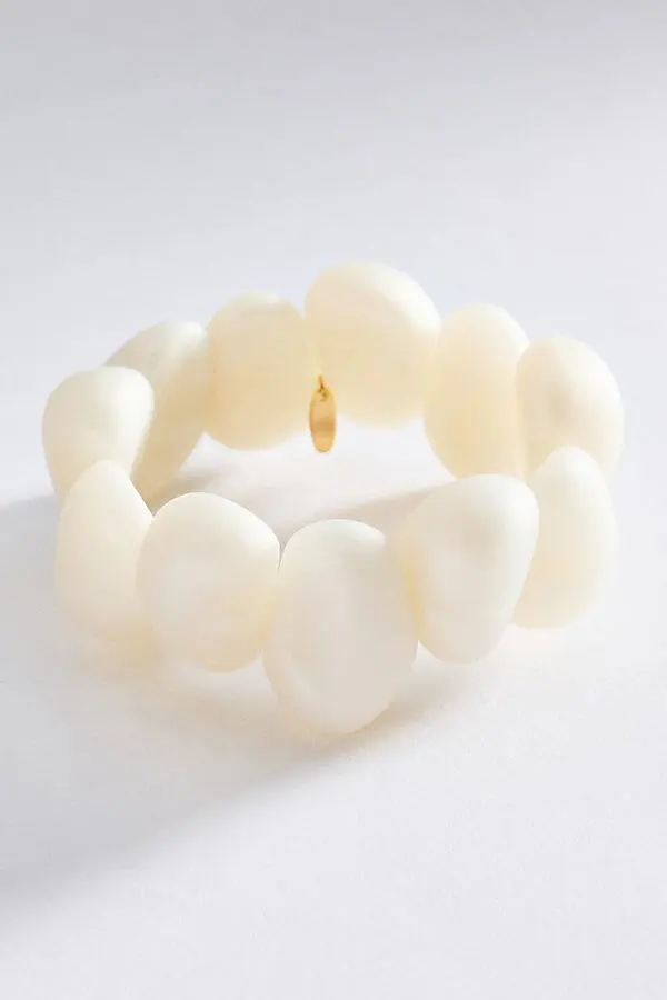 Anthropologie Resin Beaded Stretch Bracelet - Cream