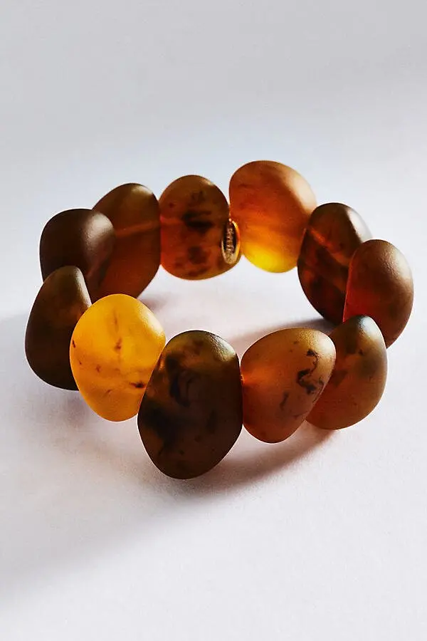 Anthropologie Resin Beaded Stretch Bracelet - Tortoise