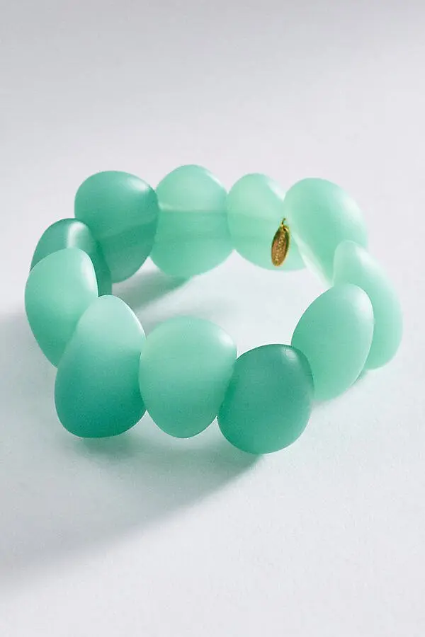 Anthropologie Resin Beaded Stretch Bracelet - Turquoise