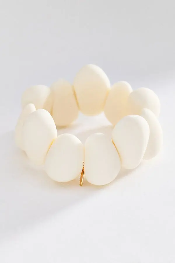 Anthropologie Resin Beaded Stretch Bracelet - White