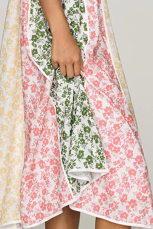 English Factory Colorblock Floral Midi Dress