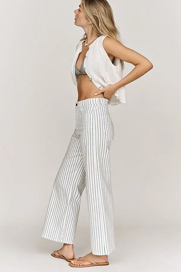 Joe's Jeans Mia High-rise Wide-leg Jeans - Blue Multi Stripe