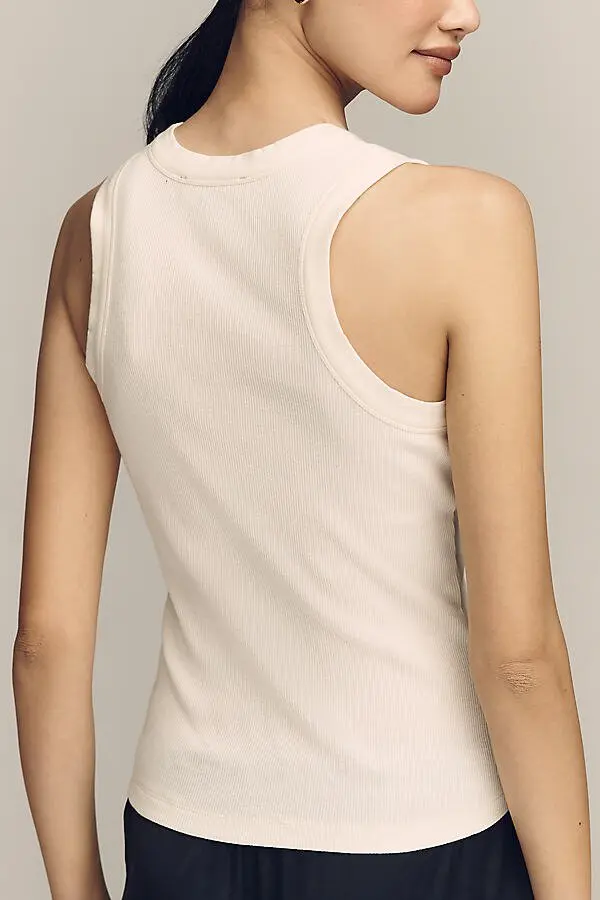 Sanctuary Ribbed Henley Tank Top - Ivory