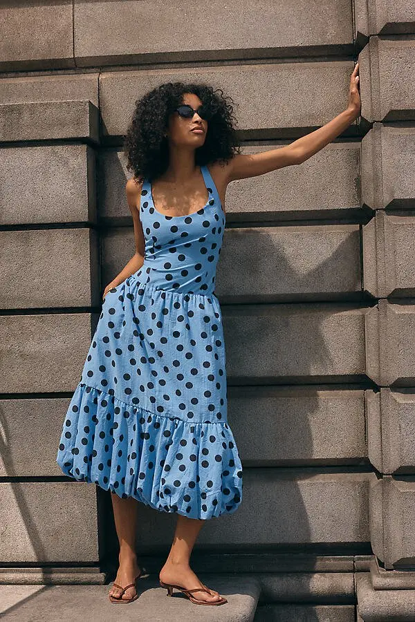 Maeve Drop-waist Midi Dress - Blue Dot