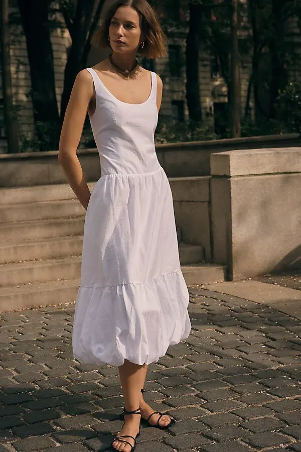 Maeve Drop-waist Midi Dress - White