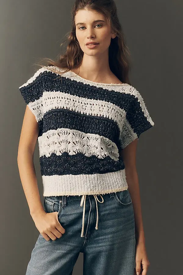 PILCRO Open Stitch Muscle Sweater