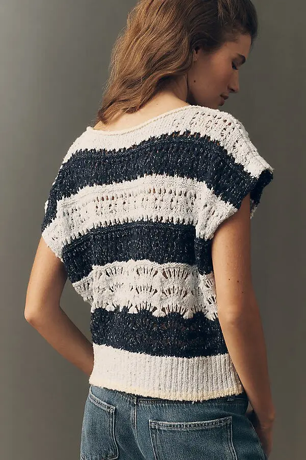 PILCRO Open Stitch Muscle Sweater