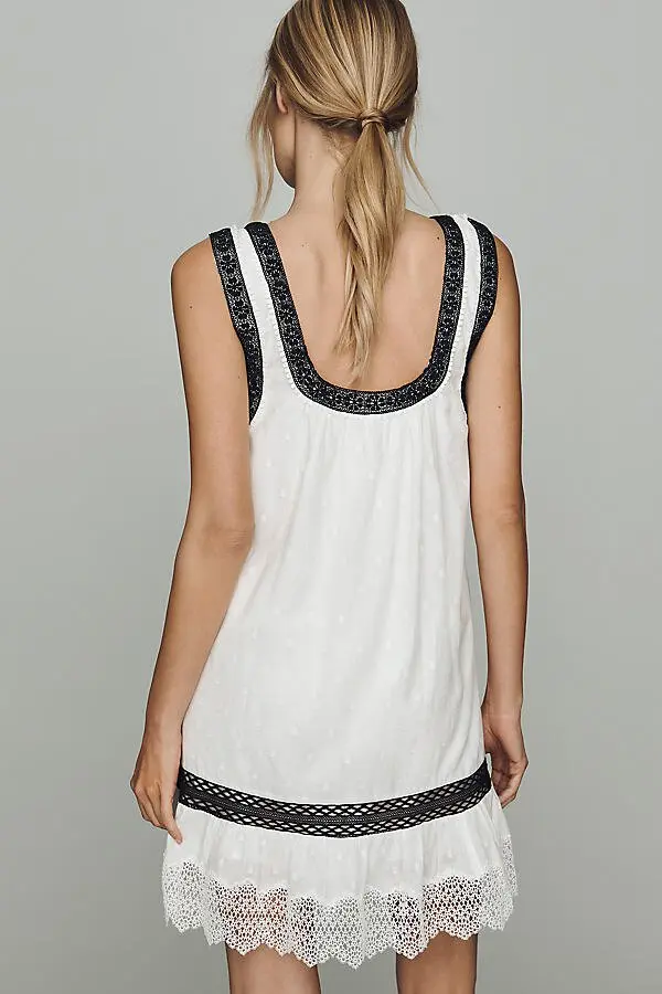 Anthropologie Cotton Lace Trimmed Mini Dress