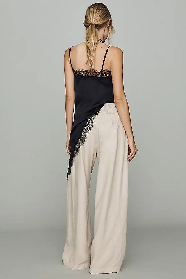 PILCRO Reese Smocked Full-length Barrel-leg Pants