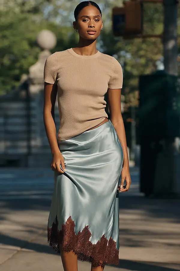 Maeve Short-sleeve Cashmere Pullover - Amber