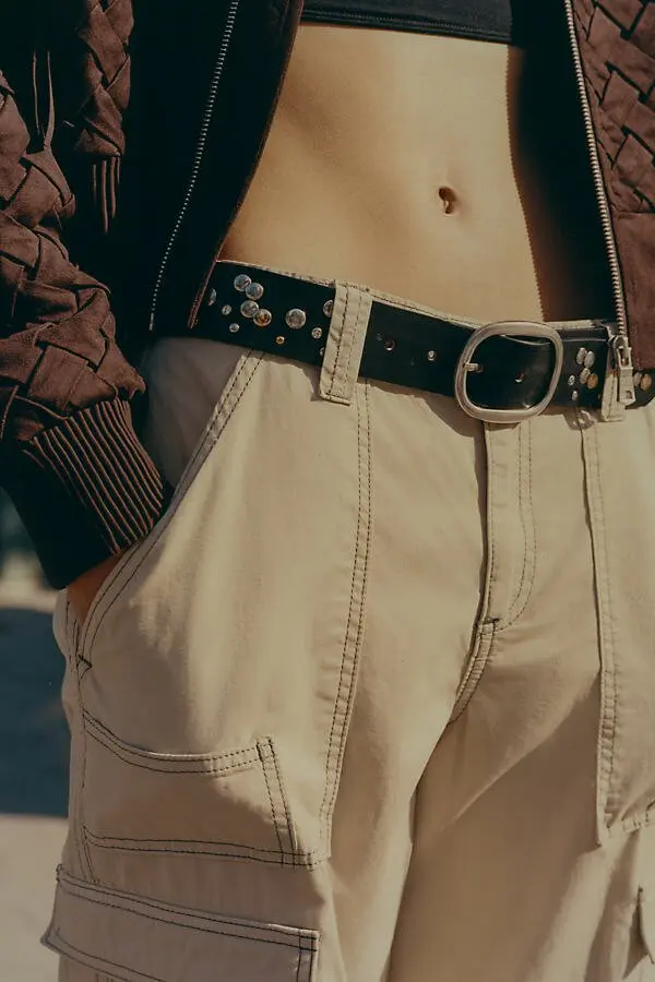 Anthropologie Cluster Studded Leather Belt