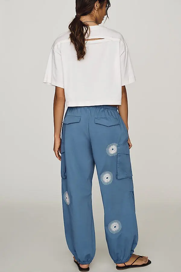 PILCRO Cotton Balloon Cargo Pants With Drawstring Waist