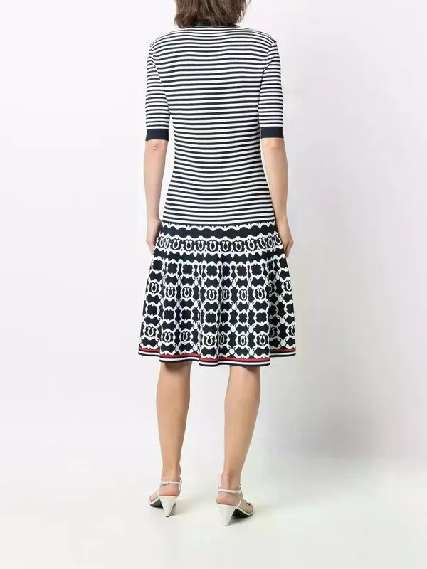 FERRAGAMO Stripe Print Midi Dress
