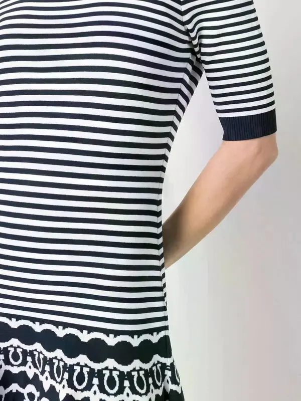 FERRAGAMO Stripe Print Midi Dress