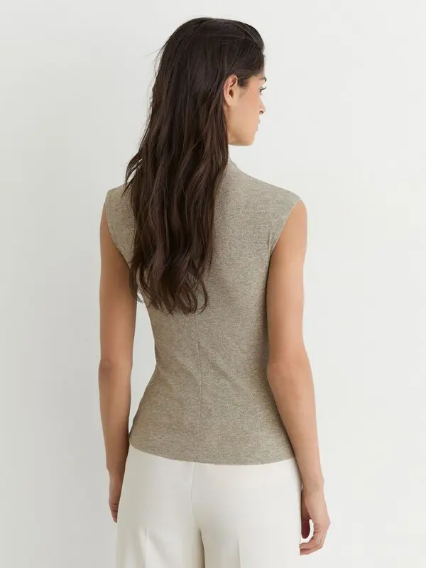 REISS Dita Metallic-knit High-neck Vest