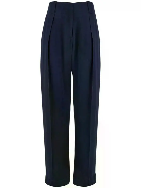 FERRAGAMO Midnight Silk Blend Pleated Trousers