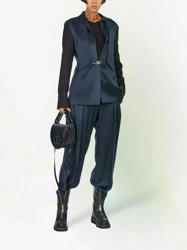 FERRAGAMO Midnight Silk Blend Pleated Trousers