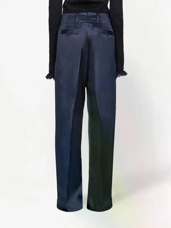 FERRAGAMO Midnight Silk Blend Pleated Trousers