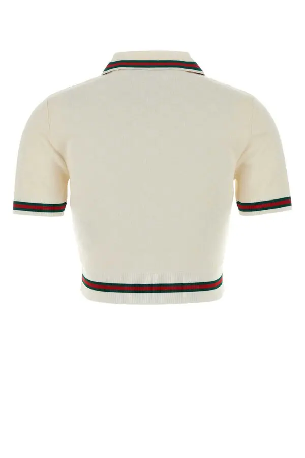 Gucci Ivory Gg Jersey Polo Shirt