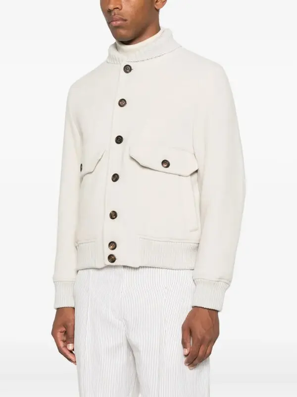Eleventy Buttoned Jacket In Beige Wool Blend - Brown