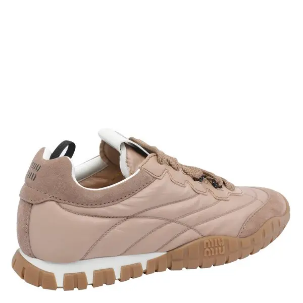 Miu Miu Fabric And Leather Detail Sneakers - Pink
