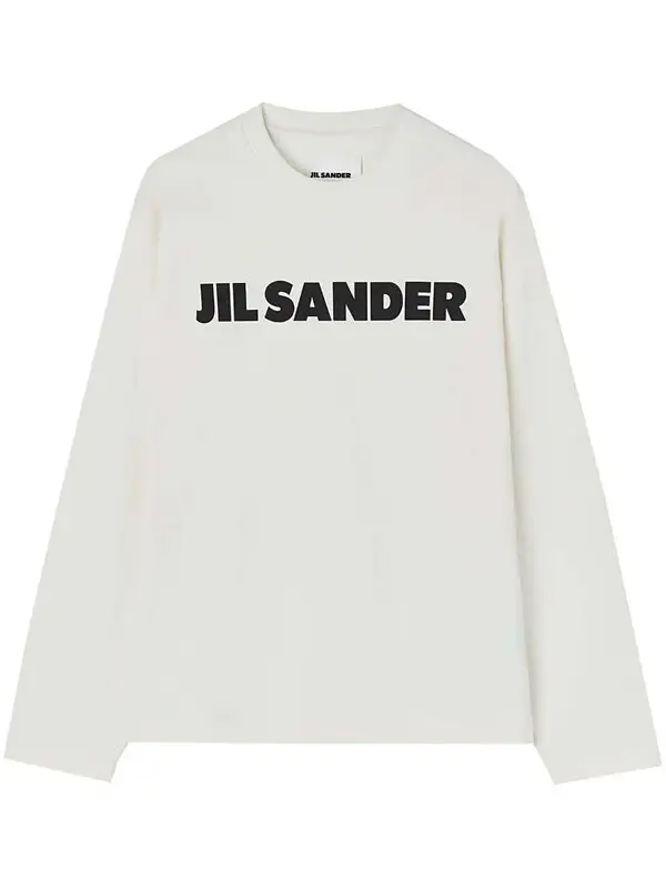 JIL SANDER Long-sleeved Shirt With Logo Print - White
