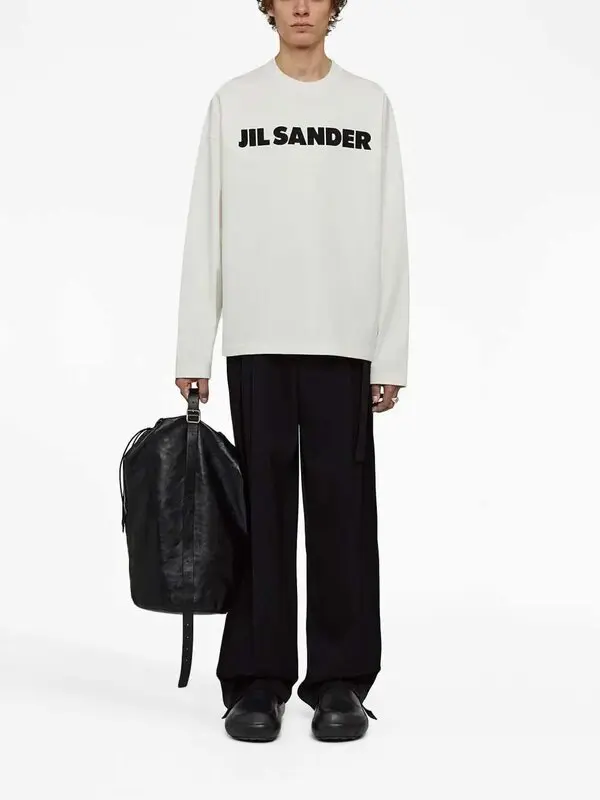 JIL SANDER Long-sleeved Shirt With Logo Print - White