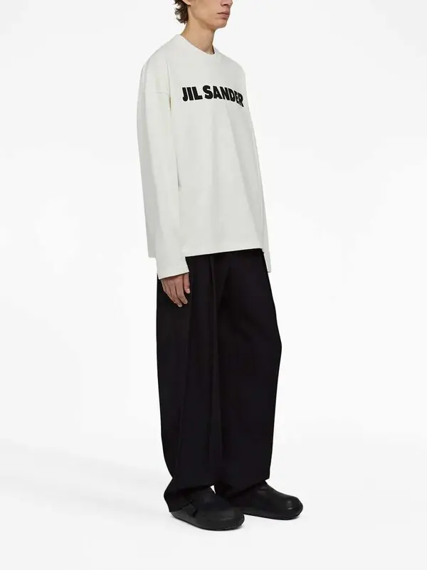 JIL SANDER Long-sleeved Shirt With Logo Print - White