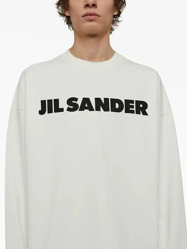 JIL SANDER Long-sleeved Shirt With Logo Print - White