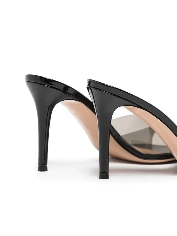 GIANVITO ROSSI Elle 85mm Clear Strap Mule - Black