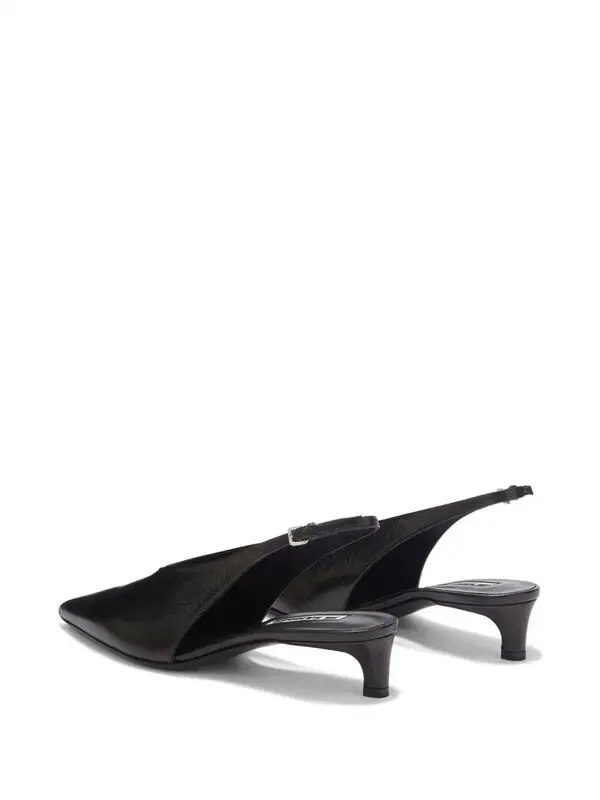 JIL SANDER Leather Slingback Pumps With Ankle Strap