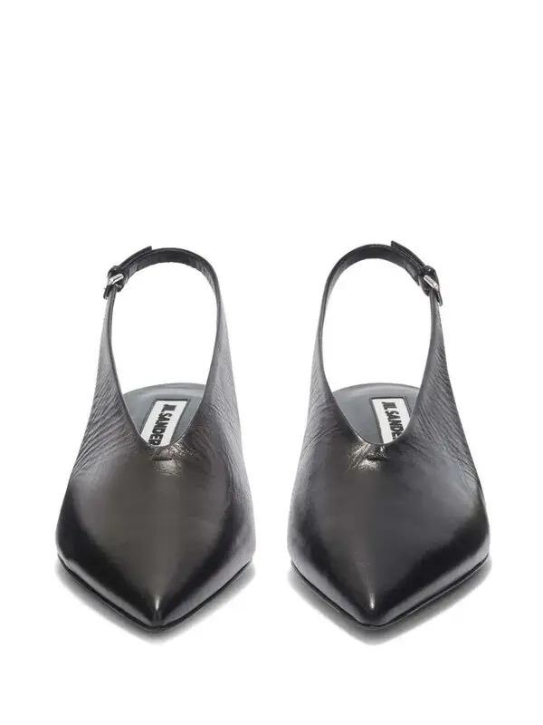 JIL SANDER Leather Slingback Pumps With Ankle Strap
