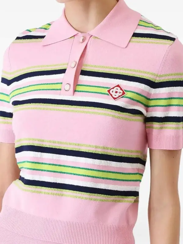 Casablanca Striped Knit Polo