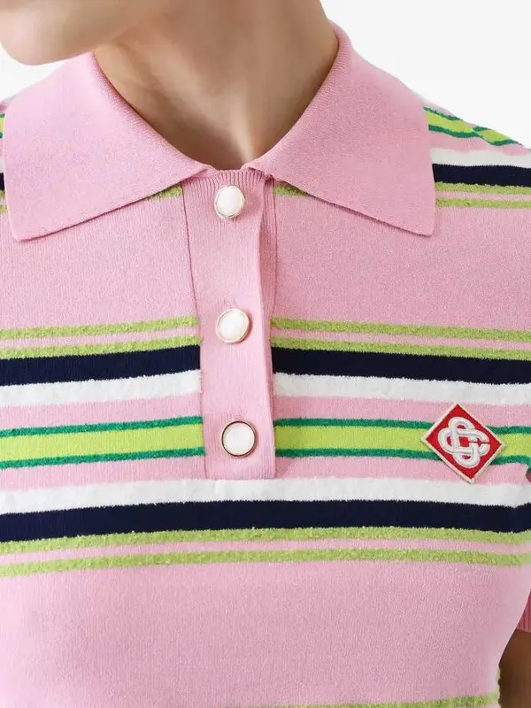 Casablanca Striped Knit Polo