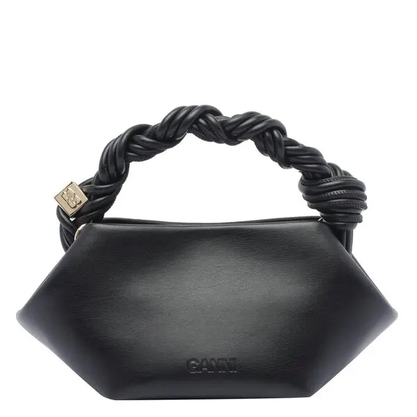GANNI Bou Bag Mini Leather Effect Top Handle Bag - Black