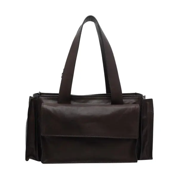 Miu Miu Utilitaire Shopping Bag With Logo - Brown