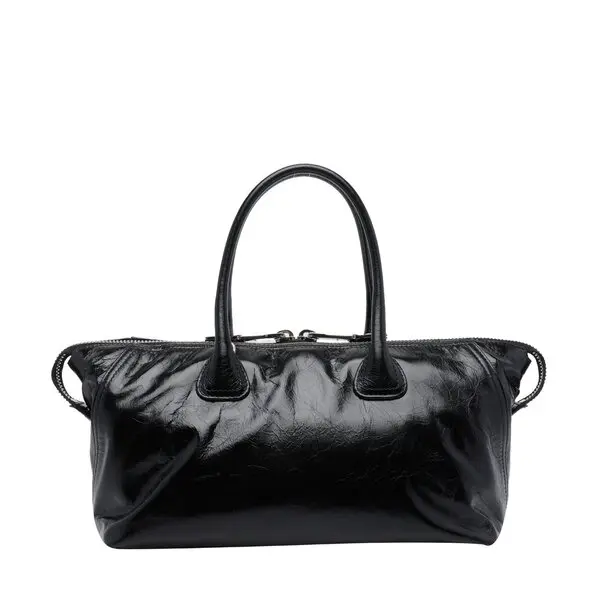 Miu Miu Shiny Finish Calf Leather Shoulder Bag - Black