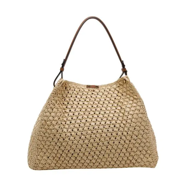 Fendi Straw Large Way Shoulder Bag - Cream