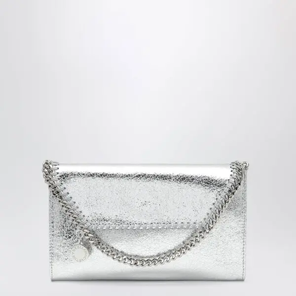 Stella McCartney Falabella Metallic Crossbody Wallet Bag - Silver