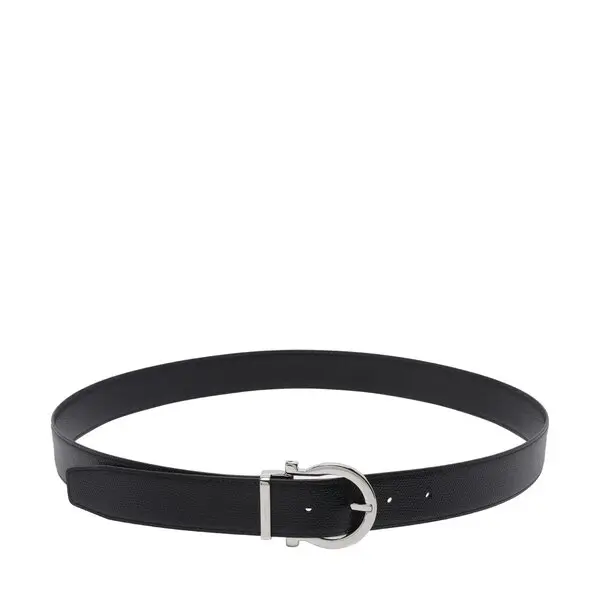 FERRAGAMO Single Gancini Adjustable And Reversible Belt - Black