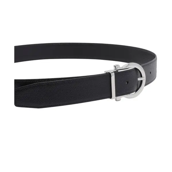FERRAGAMO Single Gancini Adjustable And Reversible Belt - Black