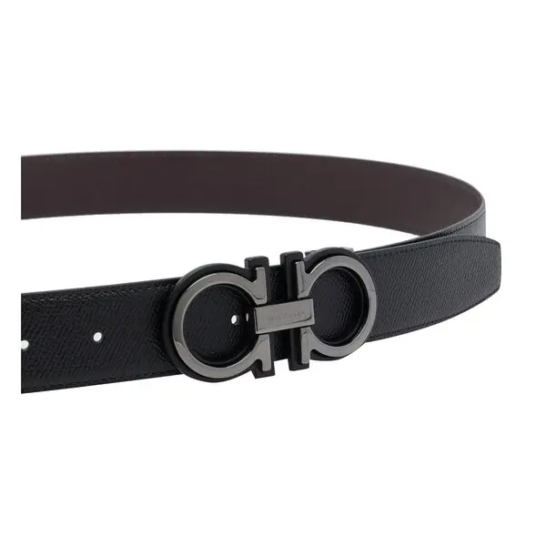 FERRAGAMO Double Adjustable Gancini Belt - Black