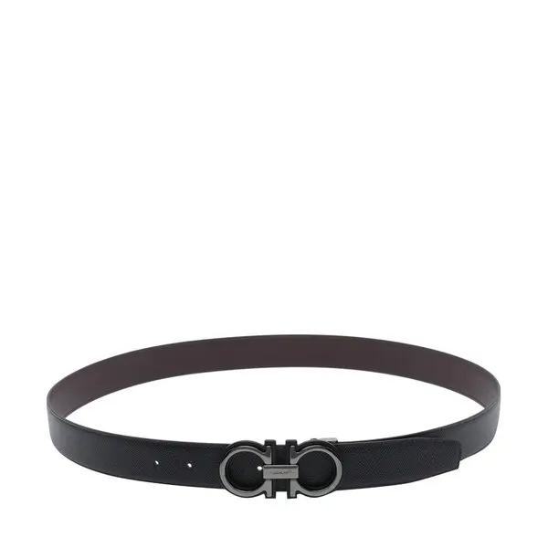 FERRAGAMO Double Adjustable Gancini Belt - Black
